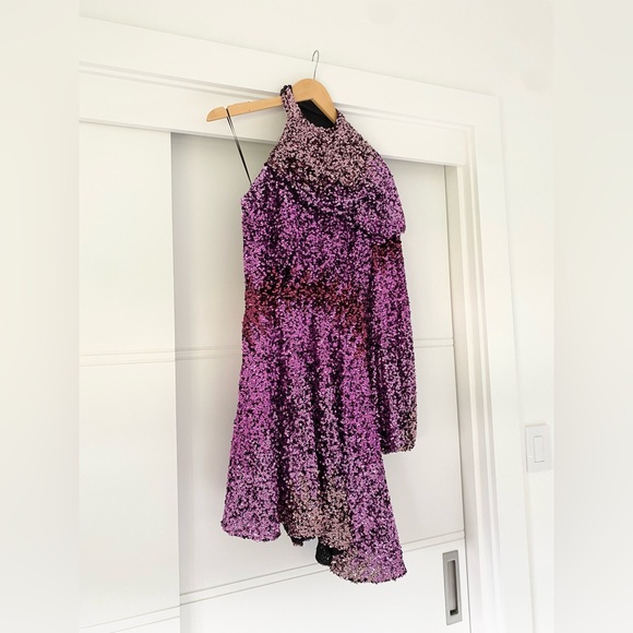 HALPERN | Dresses | Halpern Pink Dgrad Sequin Singleshoulder Fit And ...